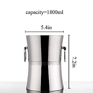 Ice Bucket Champagne Bucket Wine Bucket Stainless Steel Ice Bucket Portable Hotel Drink Bucket Party Activities And Camping Tableware Ice Tub Cooler Bucket (Color : 5.4 * 7.2in, Size : A)