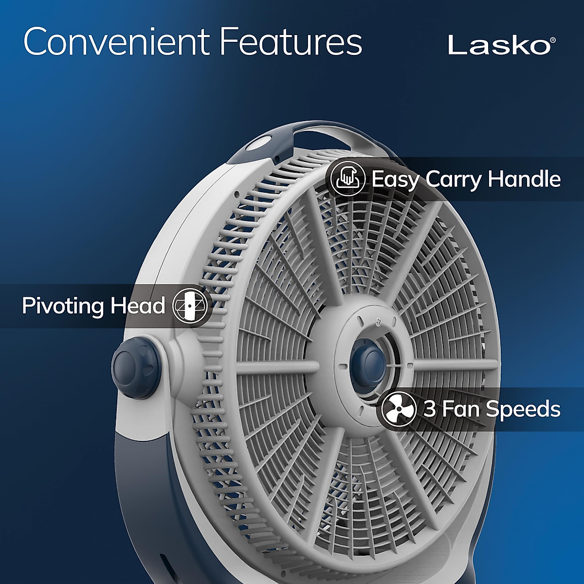 Lasko 3300 Wind Machine Air Circulator Portable High Velocity Floor Fans, for Indoor Home Cooling Breezes and, White Noise in Bedroom