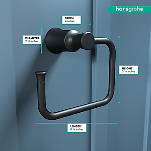 hansgrohe Towel Ring 8-inch Transitional Towel Holder in Matte Black, 04786670