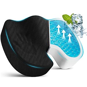 Office Chair Gel Seat Cushion - Car Seat Cushion, Non-Slip Sciatica & Back Coccyx Tailbone Pain Relief Chair Pad, Memory Foam Butt Pillow for Computer Desk,Wheelchair,Driving, Desk Accessories (Black)