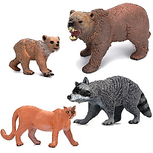 Forest Animals Figurines Toys, 10PCS Realistic Plastic Wild Woodland Animals Figures Playset, Cake Toppers Birthday Gift for Kids Children Toddlers