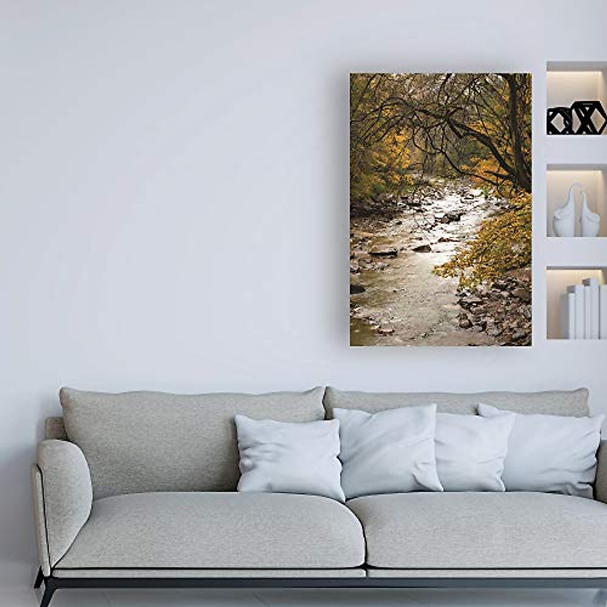 Trademark Fine Art, 16x24 Yellow Maples Along The River by Kurt Shaffer Photographs