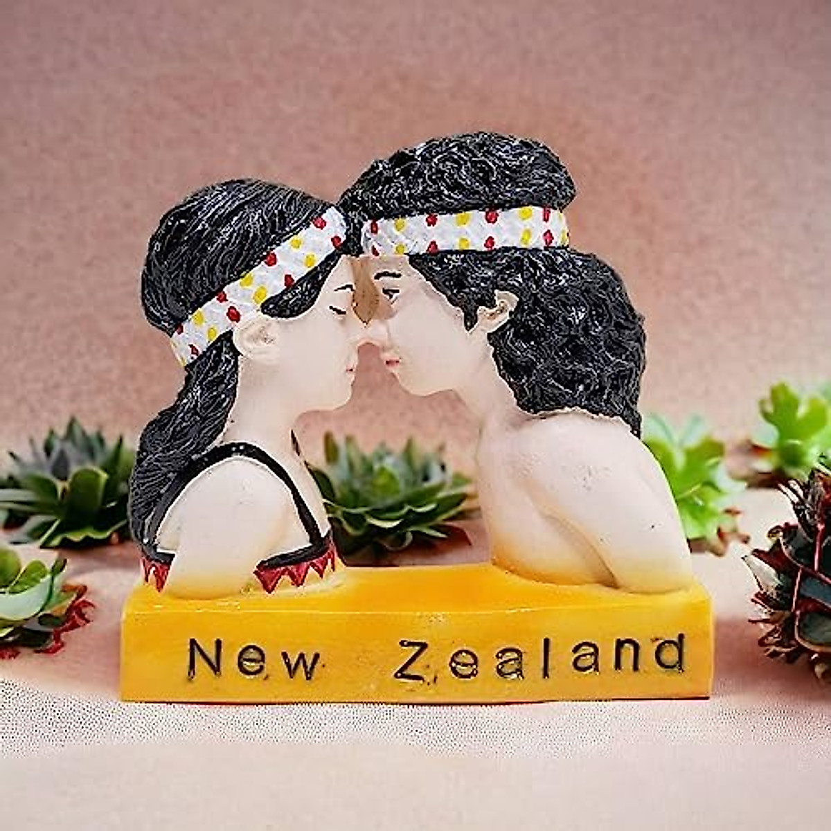 WitnyStore Tiny Maori Couple of Lovers Māori Indigenous Polynesian People, New Zealand Australia Oceania Tourist Attractions Resin Refrigerator Magnet Traveler Souvenir Gift Memento 3D Fridge Magnets