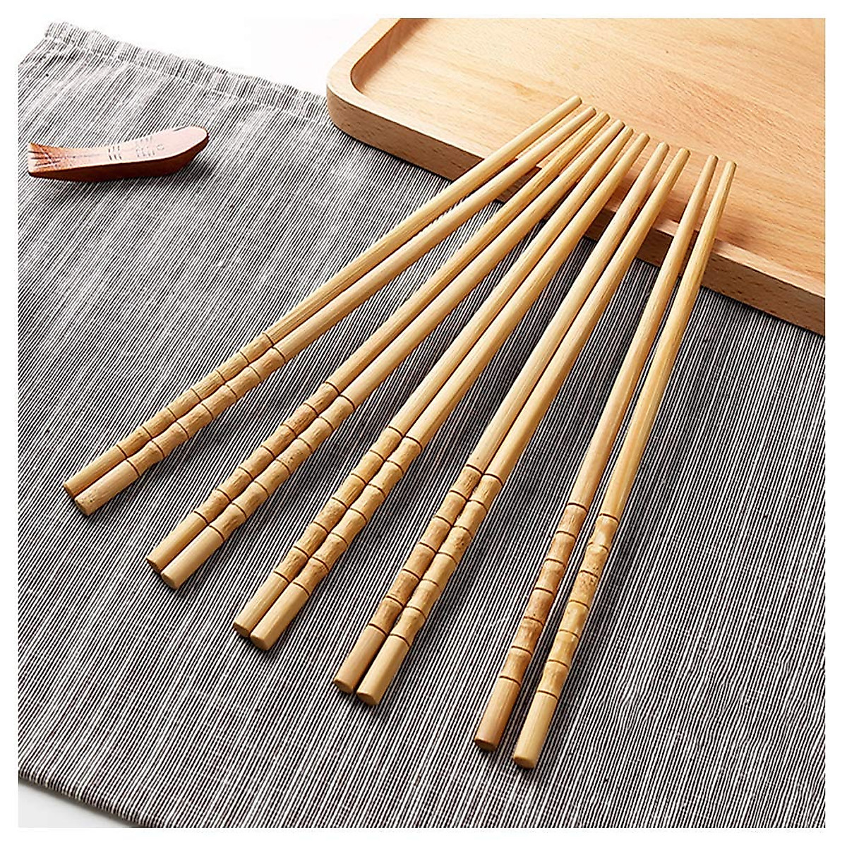 Marble Mortar and Pestle Set 10-Pairs Reusable Bamboo Chopsticks Set, Travel Chopsticks with Case Reusable Chinese Korean Japanese Bamboo Portable Chopsticks Utensil Dishwasher Safe