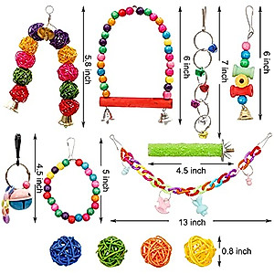 Youngever 12 Packs Bird Swing Toy, Parrot Toys Hanging Bell, Bird Cage Toys for Parrots, Finches, Macaws, Cockatiels