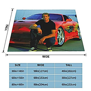 Paul Walker 3D Printing Poster Blanket Flannel Super Soft Blanket Warm Air Conditioning Throw Blanket for Couch Sofa Travelling 80"x60"