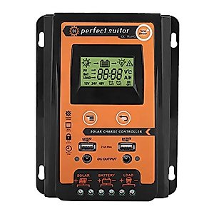 Solar Charge Controller, Plastic IP32 12V/24V 30A 50A MPPT Solar Charge Controller Solar Panel Battery Regulator Dual USB LCD Display(30A)