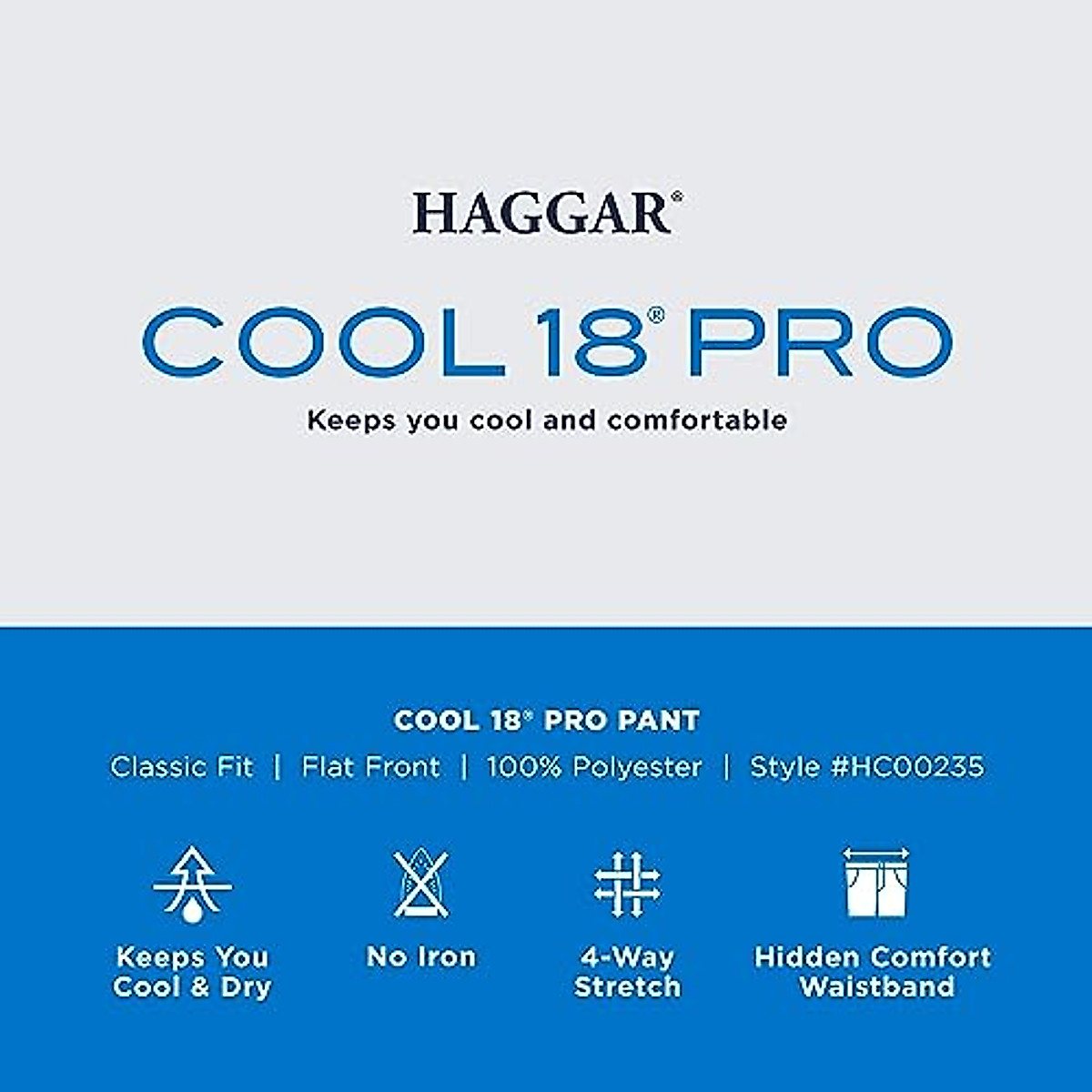 Haggar Men's Cool 18 Pro Classic Fit Flat Front Pant - Regular and Big & Tall Sizes, Black, 32W x 32L