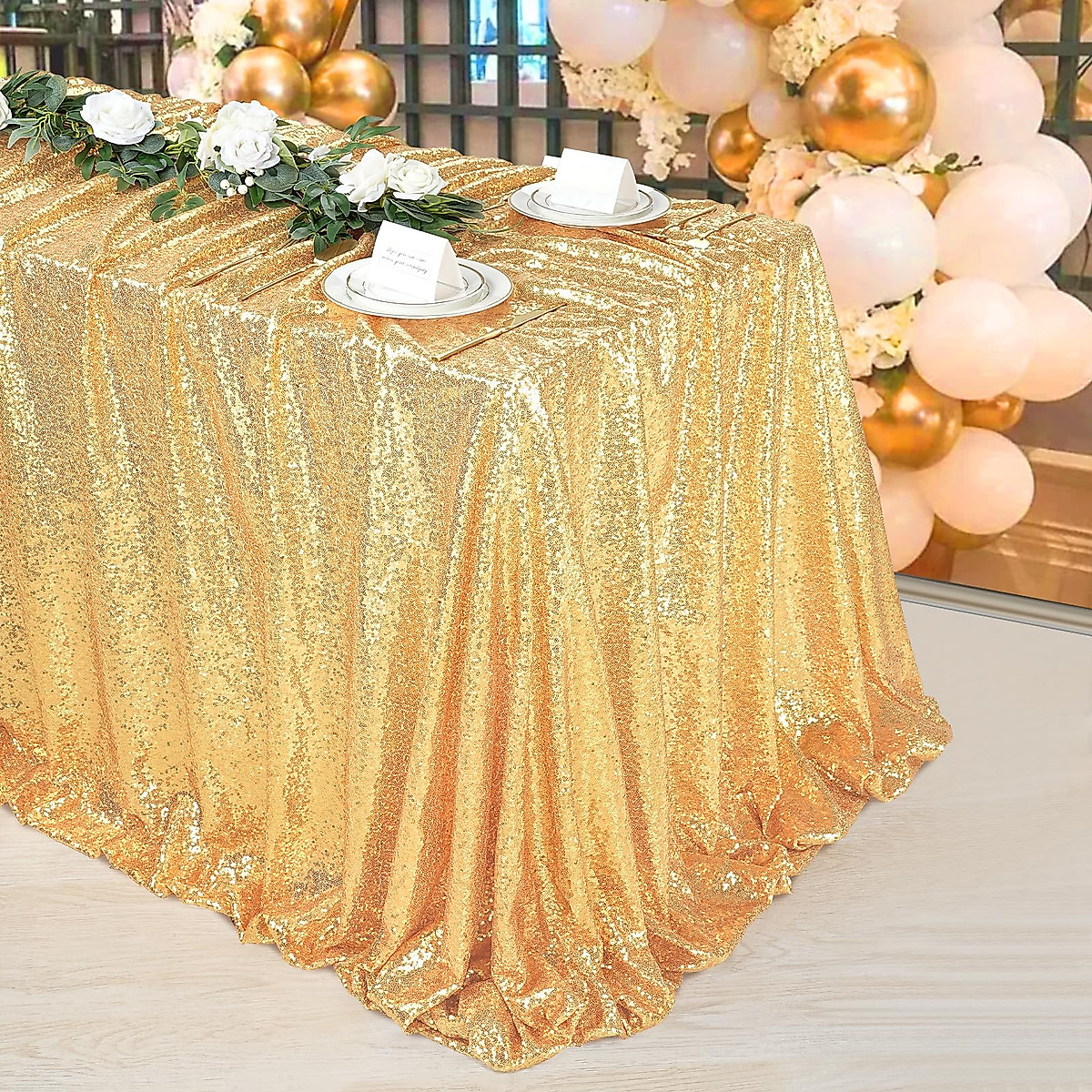 Sparkly Gold Sequin Tablecloth Rectangle Glitter Table Linen 60x102inch Wedding Sequin Tablecloth Decorations