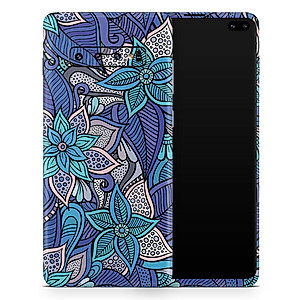 DesignSkinz Floral Blues Protective Vinyl Decal Wrap Skin Cover Compatible with The Samsung Galaxy S20 (Screen Trim & Back Glass Skin)