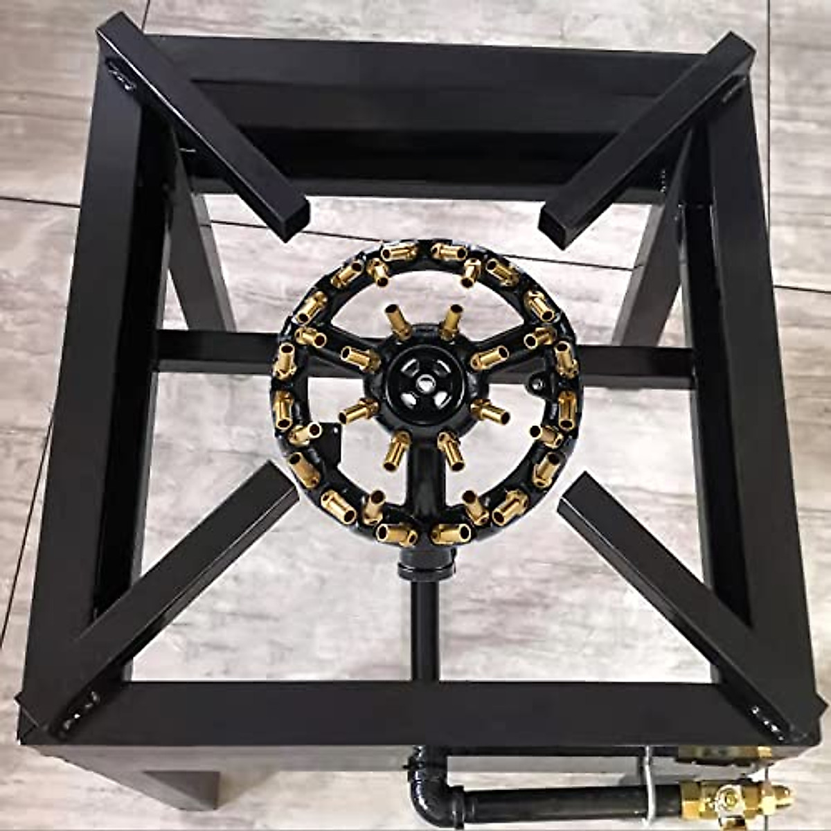 skyehomo Natural Gas Jet Burner for Chinese Wok Range, Grilling, Stir Fry | Bronze Round Nozzle Jet Burner Cast Iron with 32 Brass Tips - Up 160,000 BTU