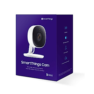 Samsung SmartThings Indoor Security Camera (GP-U999COVLBDA), 1080P HD Video with HDR, Night Vision, Advanced Motion Detection, and Two-Way Audio – Black/White