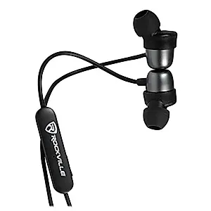 Rockville EBT35 Gunmetal Magnetic Bluetooth Earbuds in-Ear Sport Headphones/IPX5