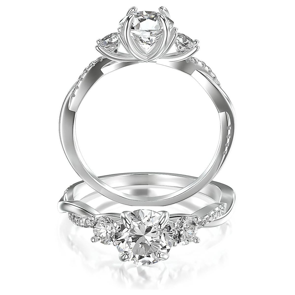 1.48 Carat (ctw) moissanite engagement rings for women - 10K white gold ring moissanite rings -7