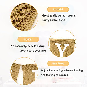 Anwyll Happy Birthday Banner,Burlap Birthday Banner Bunting,Pre-Strung Happy Birthday Party Decorations,Rustic Happy Birthday Banner Sign for Women Men Birthday Celebration Party Decor Indoor Outdoor