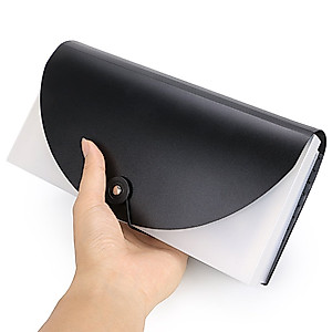 BTSKY Expanding File Folder-Hand-held 13 Pockets Organizer Folder PP Wallet Organizer for Cards, Receipts, Coupons and Tickets(Black)