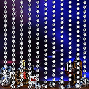 12 Meters Disco Ball Beaded Curtain Christmas Tree Ornaments Decorations Reflective Mini Disco Ball Ornaments Hanging Disco Ball for Window Door Curtain Passage Wedding Backdrop