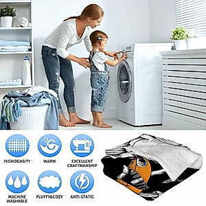 AOYEGO Cartoon Tropical Birds Soft Blankets Toucans on Branches Grey Leaf Pet Blanket Flannel Throw 30"x40" for Dog Puppy Cat Home Sofa Picnic