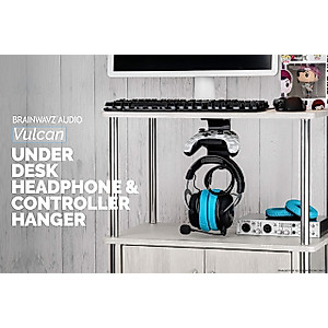 BRAINWAVZ The VULCAN - Under Desk Gamepad Controller & Headphone Hanger Holder Stand - Designed for XBOX ONE, PS4, PS3, PS5, Dualshock, Switch, PC, Steelseries, Steam & More