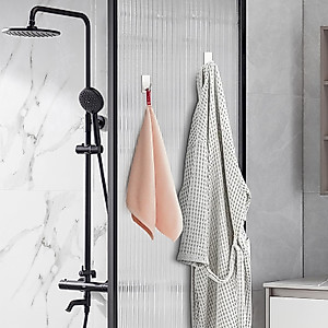 Happyiren 12 Pack Strip Hooks, Wall Utility Hanger, Adhesive Stainless Steel Coat Holder Support Hack, Hanging Heavy Duty Robe Towel Cloth Hat Scarve Bag Accessories Wreath, No-Drilling