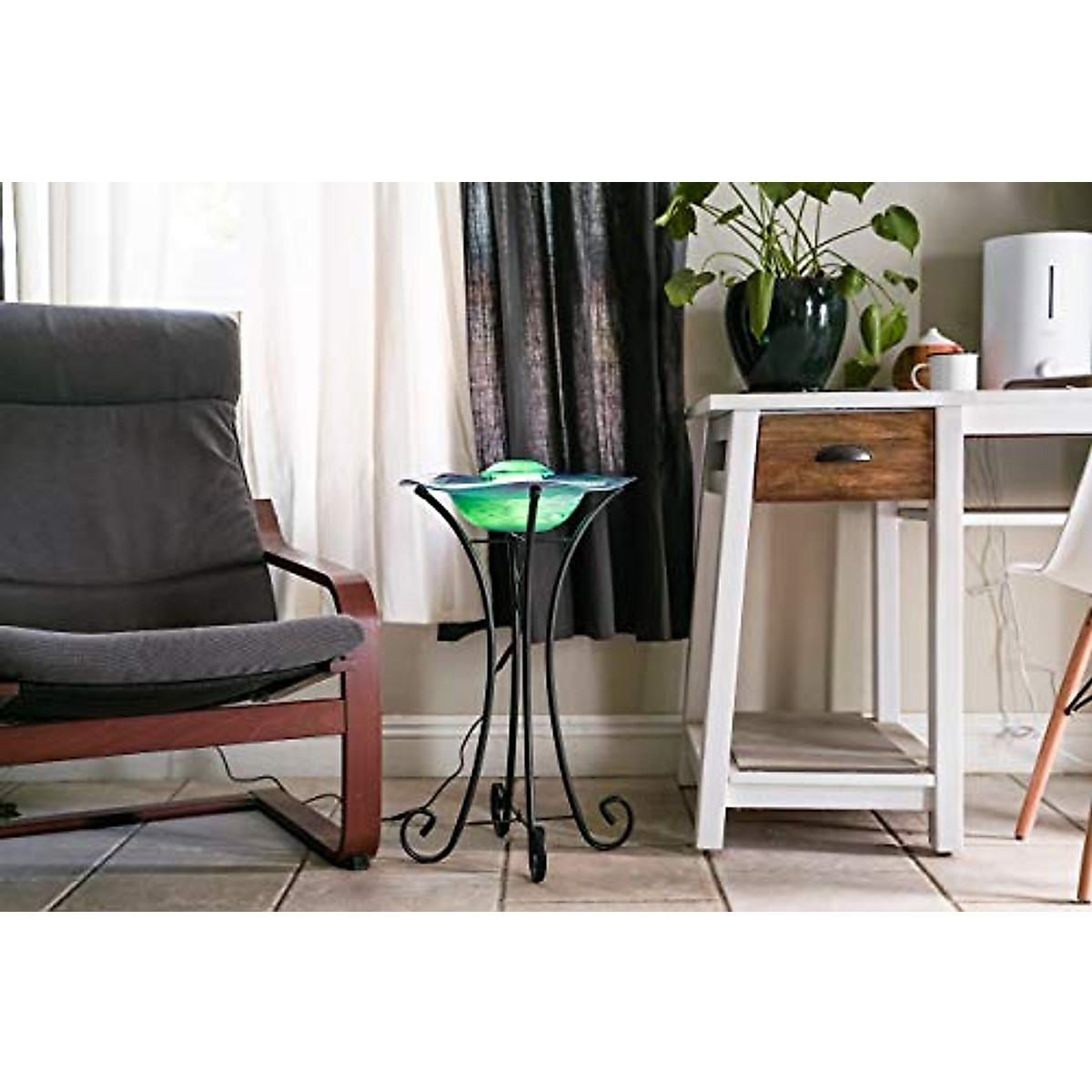 XBrand Floor Mist Fountain w/ Inline Control Glass Metal, 27 Inch Tall, Blue