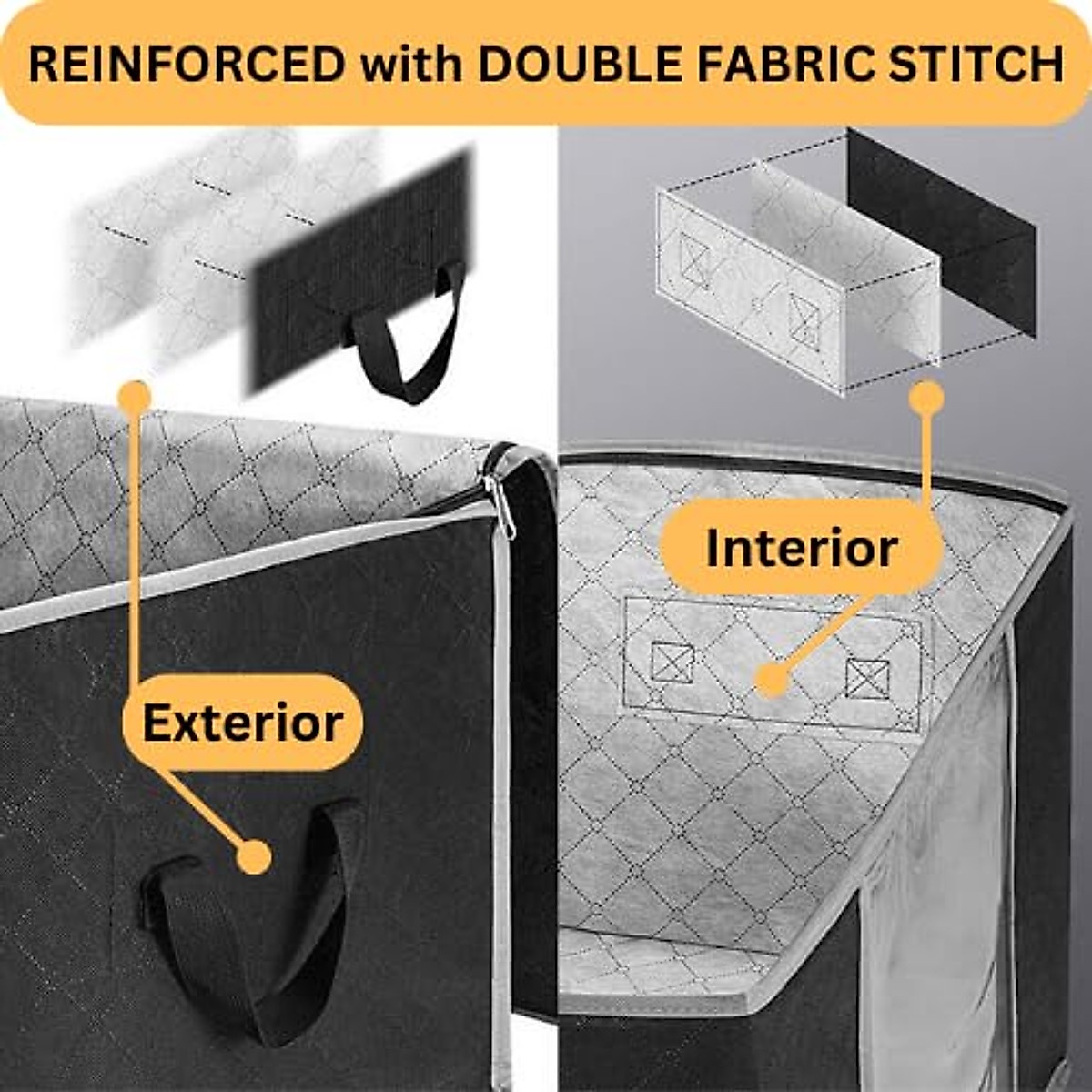 BRANDEGY Under Bed Storage Containers , 6 Pack Storage Bags – Sturdy Fabric, Clear Window and 4 Reinforced Handles – Underbed Storage Containers For Organizing Clothes, Bedding, Toys, Comforter, Towels And Pillows(Grey)