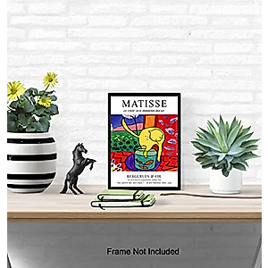 Matisse Poster Cat Wall Decor - 8x10 Mid Century Modern Wall Decor - Minimalist Wall Art - Abstract Art - Aesthetic Room Decor Gallery Wall Art - Cat Wall Art - Boho Bohemian Decor - Cat Themed Gifts