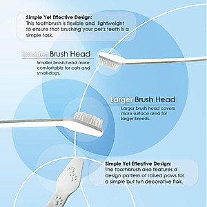 Ora-Clens Dual Ended Toothbrush- Ergonomic Angled Design, Long Flexible Neck, Lightweight, Comfortable, Helps Control Tartar, Plaque & Bad Breath for Dogs and Cats.
