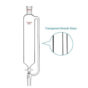 stonylab 500ml Pressure Equalizing Addition Funnel, Borosilicate Glass Dropping Funnel 24/40 Joint with PTFE Stopcock for Laboratory, 500ml