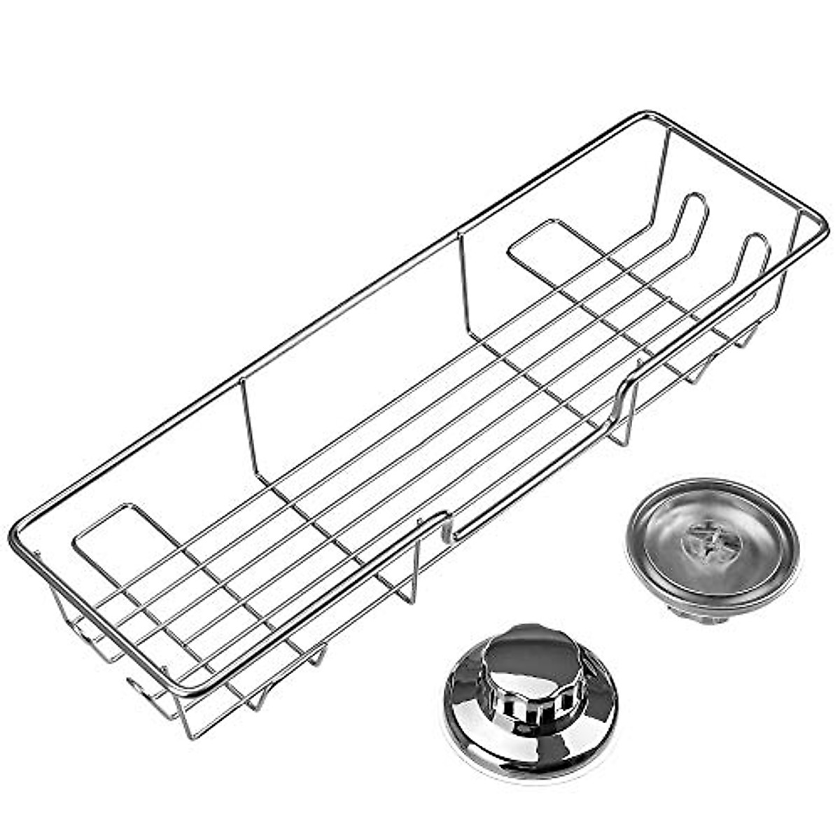 iPEGTOP Strong Suction Cup Shower Caddy Bath Shelf Storage with 4 Side Hooks, Combo Organizer Basket for Shampoo, Conditioner, Soap, Razor Bathroom Accessories, Chrome, 2 Count