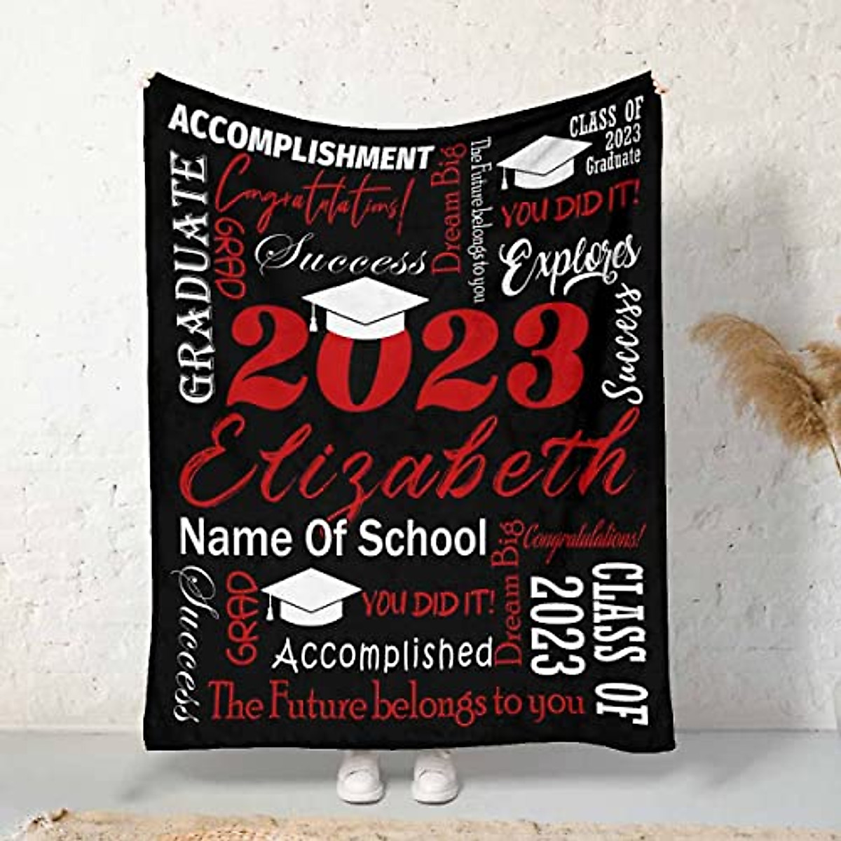 InterestPrint Custom Graduate 2023 Throws Blanket Class of 2023 Grad Congrats Blanket Personalized Graduation Blanket Gifts for Son Daughter Grandson Granddaughter 40x50 Inch