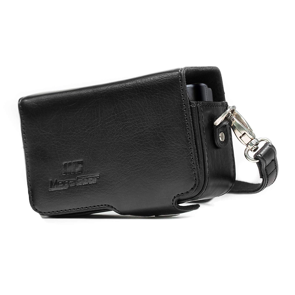 MegaGear Leather Camera Case with Strap Compatible with Canon PowerShot SX740 HS, SX730 HS, Black