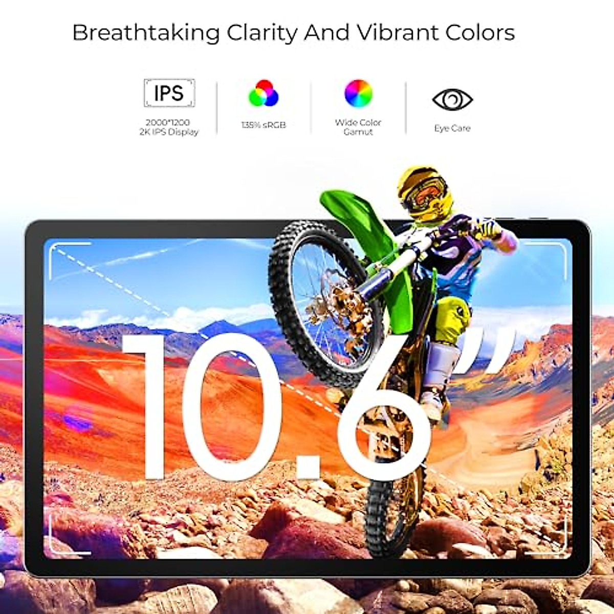 aigo 10.6 Inch Big Android Tablet 2K Tablet 8GB(4+4) + 128GB, Octa-Core Android 13 Gaming Tablet, 6000mAh Long Batterie, GPS, Dual WiFi - A16