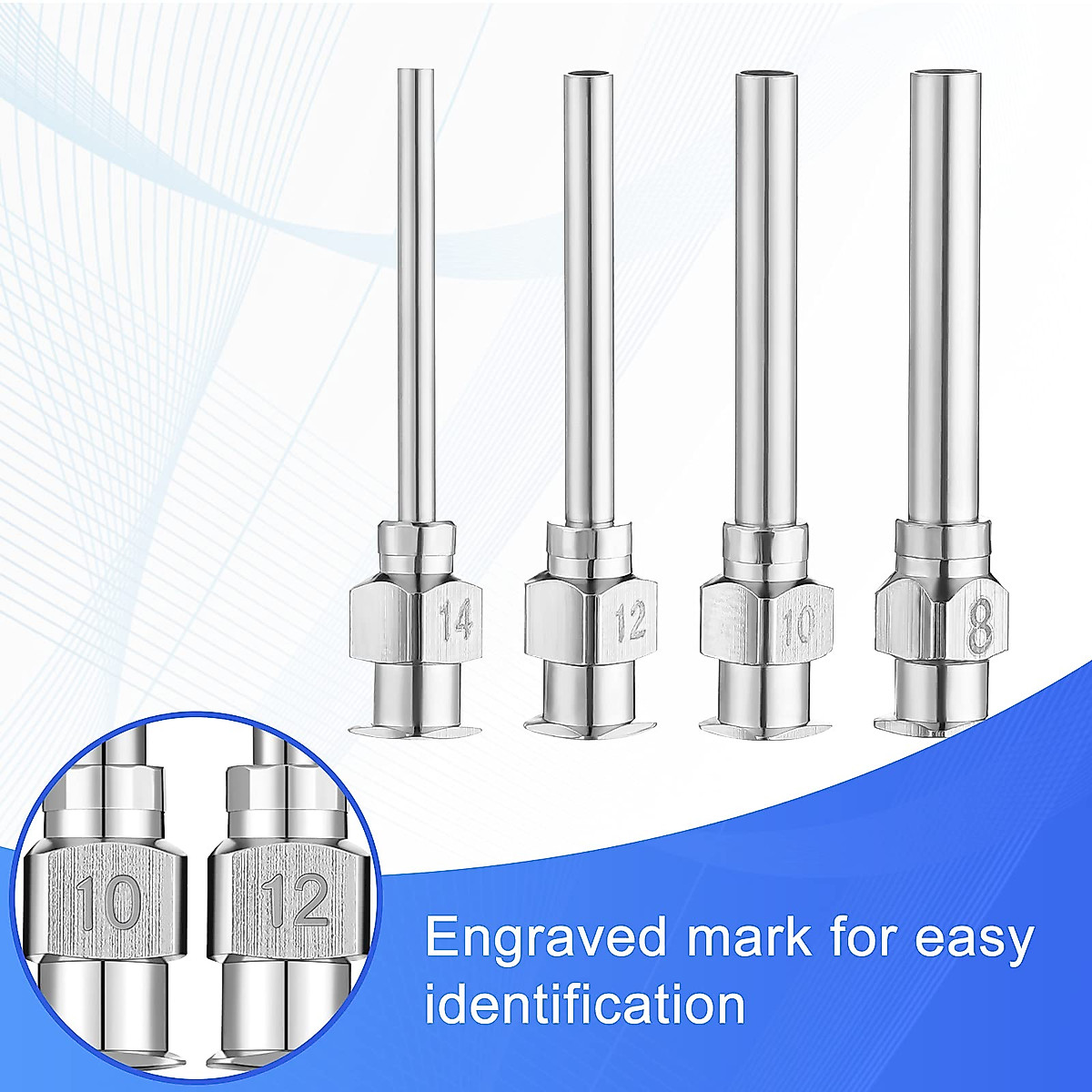 24 Pieces Dispensing Needle 1 Inch Stainless Steel Blunt Tip Luer Connector Stainless Steel Blunt Needles (8, 10, 12, 14, 16, 18 Gauge)