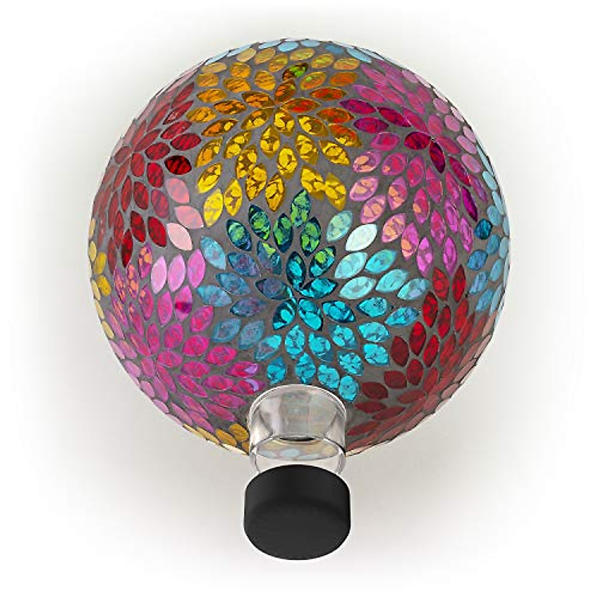 Alpine Corporation HMD172 Alpine 10" Diameter Indoor/Outdoor Glass Leaf Pattern Yard Decoration, Multicolor Gazing Globe