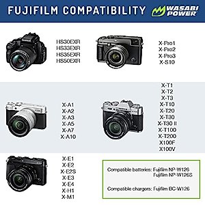 Wasabi Power Battery (3-Pack) and Charger for Fujifilm NP-W126 & HS50EXR, X-T100, X-T200, X100F, X100V, X-A10, X-E2S, X-E3, X-E4, X-Pro2, X-Pro3, X-T1, X-T2, X-T3, X-T10, X-T20, X-T30, X-T30 II