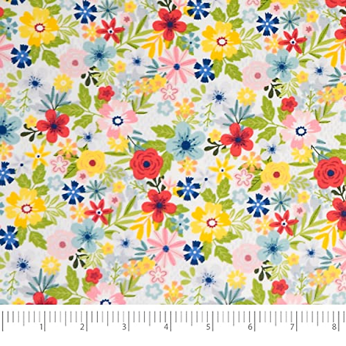 Singer Print Fabric, 1 Yard Precut, Floral White