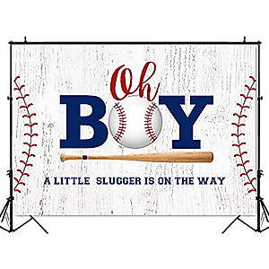 Mocsicka Baseball Baby Shower Backdrop Sports Oh Boy Baseball Baby Shower Party Decoration A Little Slugger is on The Way Baby Shower Background (8x6ft(96x72 inch))