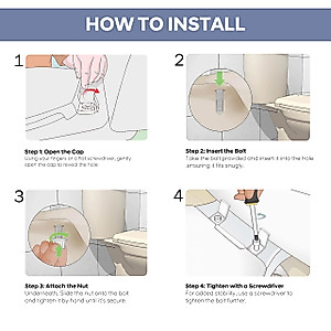 TOIWANI Universal White Plastic Toilet Seat Hinge Bolts and Nuts Replacement Kit for Top Mount Toilet Seat Hinges Durable Plastic Screws and Washers Ideal for Fixing and Securing Toilet Seats (2 Pack)
