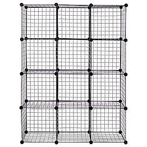 GOFLAME 12 Wire Cubes Metal Freestanding Portable Modular DIY Bookcase, Storage Cabinet, Storage Organizer Closet