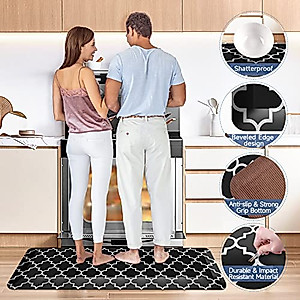 4/5 Inch Thick Kitchen Rugs, Kitchen Mat, Anti Fatigue Floor Mat, Waterproof Mats & Rugs, Heavy Duty PVC Ergonomic Comfort Standing Foam for Kitchen, Home, Office, Sink, Garage (24" x 17.3", Black)