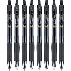 PILOT G2 Premium Refillable & Retractable Rolling Ball Gel Pens, Fine Point, Black, 8-Pack (15298)