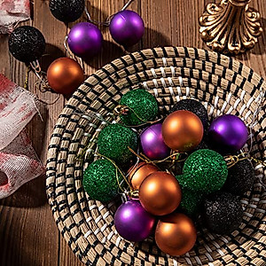 Deloky 36 Pcs Halloween Glitter Hanging Ball- 1.6 Inch Halloween Shatterproof Ball Ornaments- Shiny Tree Ball Ornaments for Halloween Christmas Party Tree Decoration