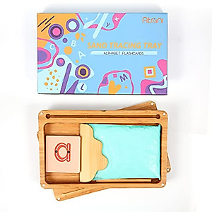 AtMini Sand Tray for Classroom Montessori Sand Tray with Lid Wooden Sand Trays for Kids Writing Letters and Numbers (Blue)