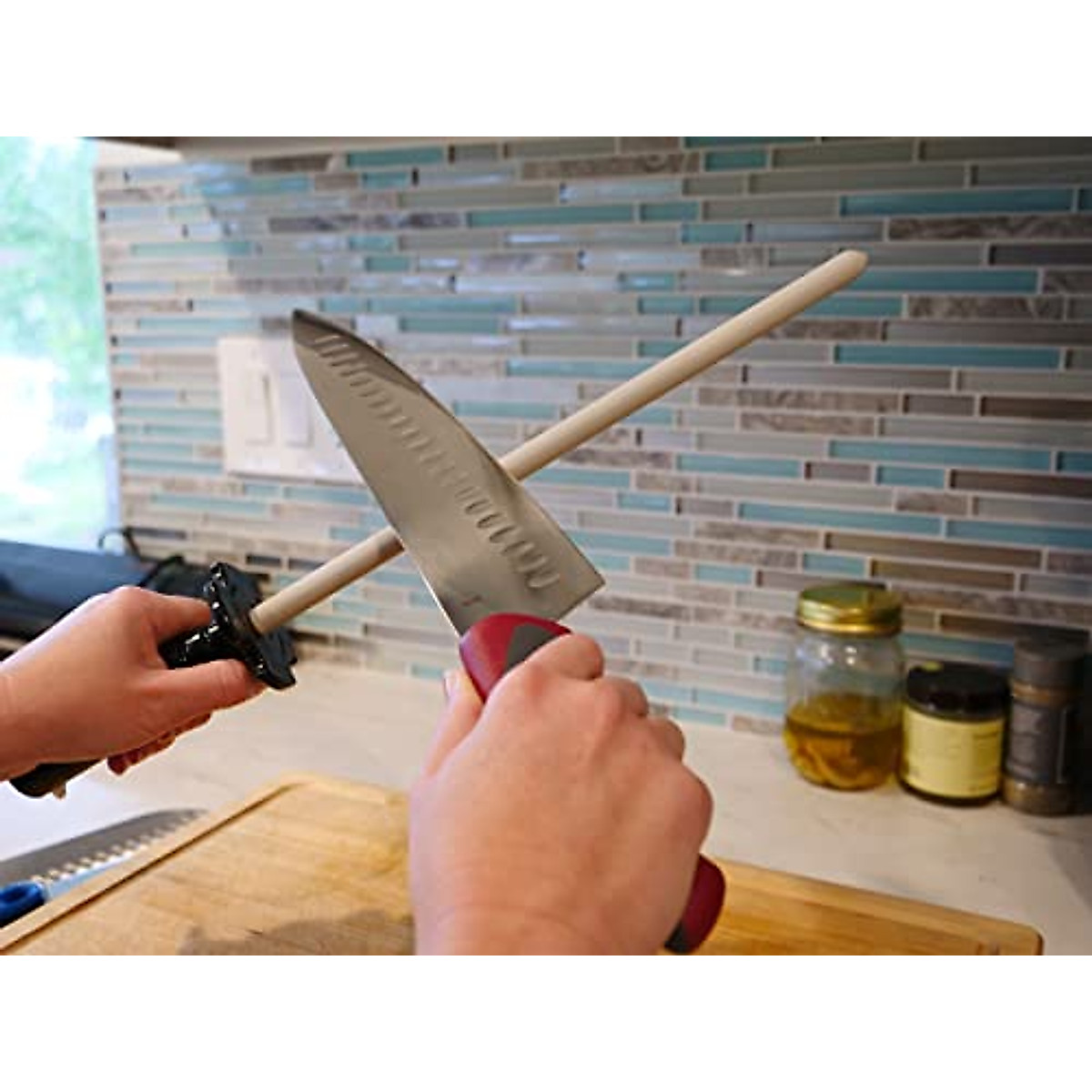 Diamond Machining Technology (DMT) CS2 Ceramic Knife Sharpener and Knife Honing Rod, 12 Inch, White,black