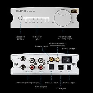 aune X8 18th Anniversary Edition-BT DAC/Hi-Res 768k/32bit DSD512/Op-Amp Replaceable, FPGA, USB/COAX/OPT, Bluetooth5.1 aptX-HD LDAC/RCA Preamp&Line Out/TRS Out, for PC/Phone OTG/player (Black)