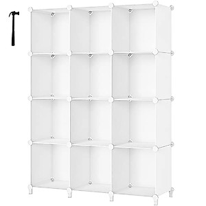 HOMIDEC Closet Organizer, 12-Cube Closet Organizers and Storage, Portable Closet Shelves, Clothing Storage (White)