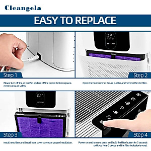 HY4866 Air Purifier Replacement Filter 4-Pack: Compatible with MORENTO HY4866, WESTHEY HY4866 and YIOU M1 Air Cleaner Purifiers-True HEPA Activated Carbon Filters, Multifunction Version, Purple