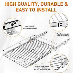 Tksrn Pull Out Cabinet Organizer, Heavy Duty Slide Out Pantry Shelves, Sliding Drawer Storage For Bathroom, Kitchen, Home, 15" W x 21" D, Chrome Finish（NEED 16" W and 22" D Cabinet）
