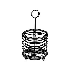 Spectrum Diversified Contempo Caddy Cutlery, Modern Dining Table Décor & Kitchen Organization, Silverware Holder with Handle, Black